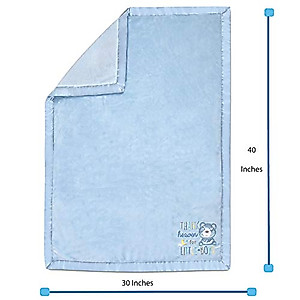 30x40 Fleece Baby Nursery Blanket with Satin Trim for Boys, Girls, and Unknown Gender Baby (Blue)