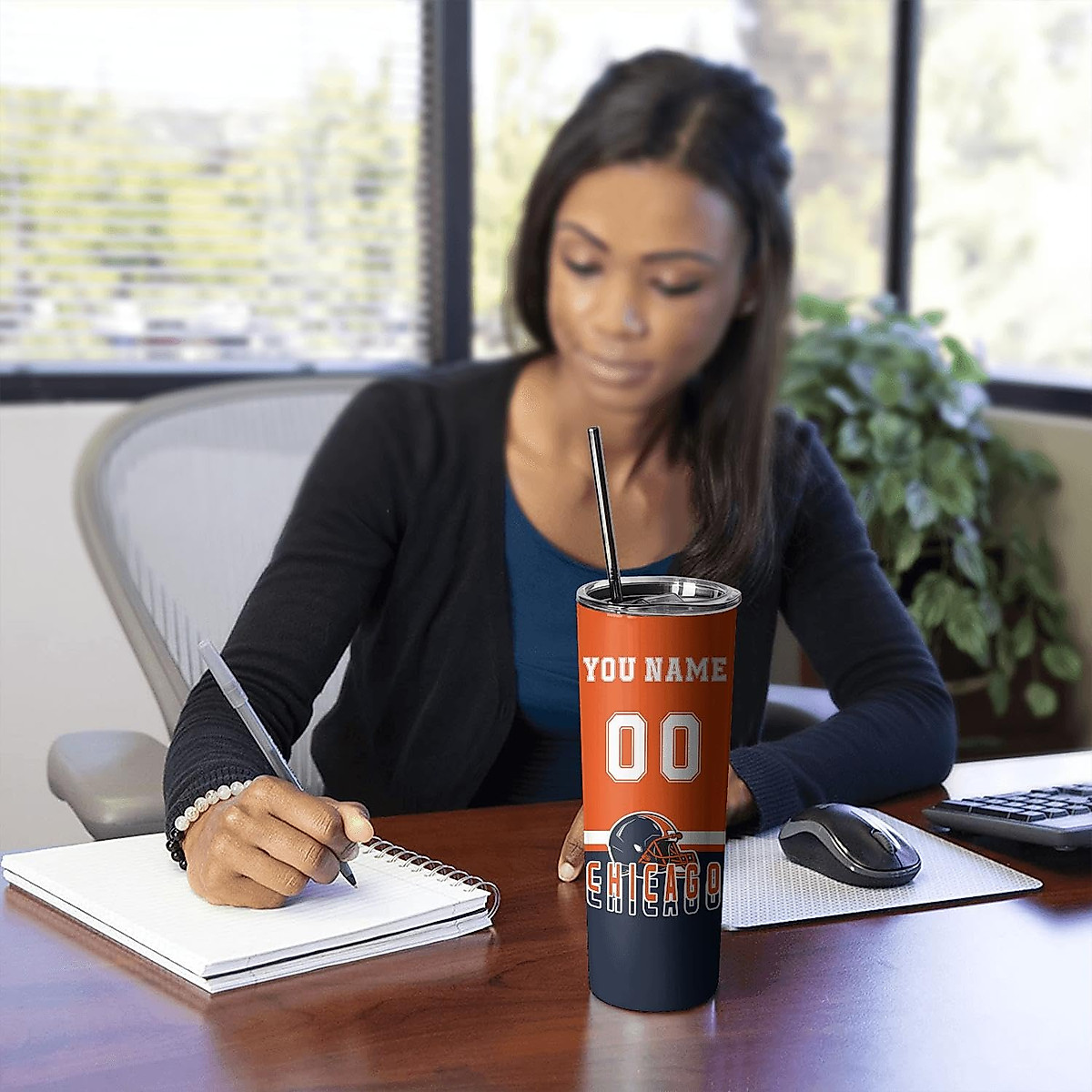 20oz Customs stainless steel Insulated tumbler with Lid and Straws, Personalized football gifts for fans, Travel Cup Adds Your Name and Number