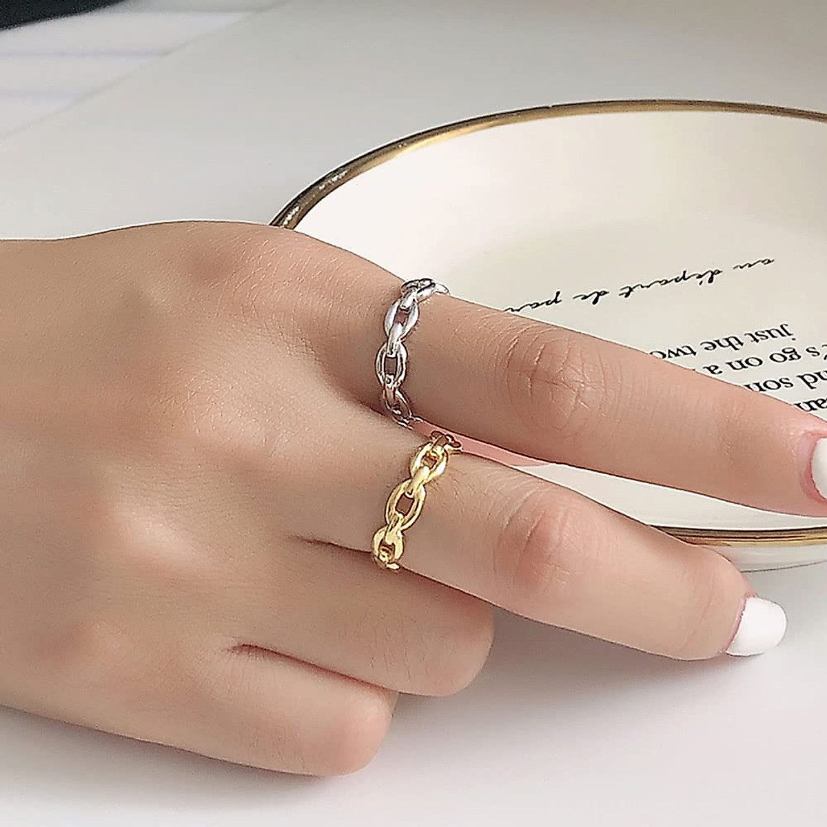 Honsny 11PCS Adjustable Stackable Rings for Women, Silver Gold Knuckle Rings Set Joint Finger Rings Pack Cute Rings for Teen Women