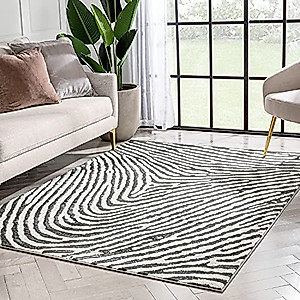 Well Woven Basma Grey Abstract Geometric Soft High-Lo Pile Area Rug 5x7 (5'3" x 7'3")