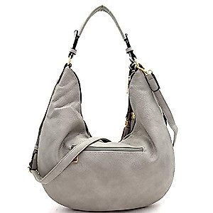 Boho Tassel Expandable Soft Vegan Leather Straw Large Hobo Bag Purse Handbag (Lightweight Laser-cut Hobo - ZBlack)