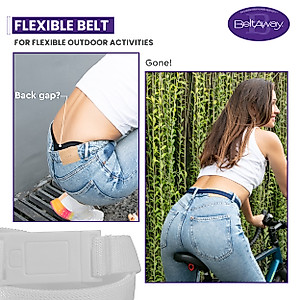 BELTAWAY Narrow No Show Adjustable Stretch Belt Narrow Flat Buckle Fits Through Small Skinnier Belt Loops (Black, one size (0-14))