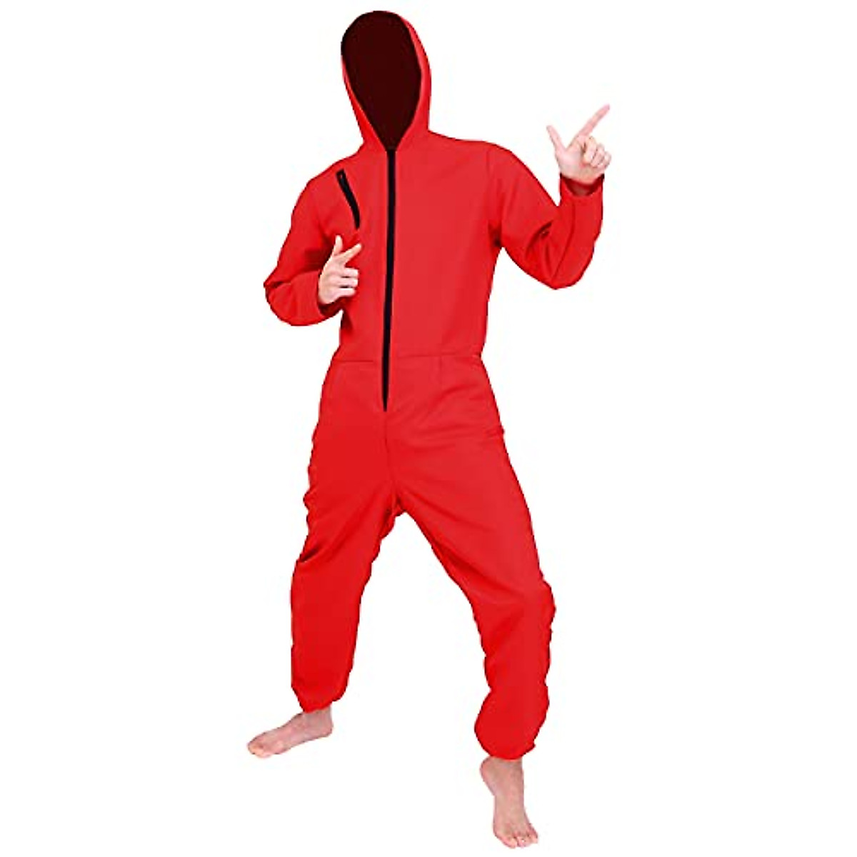 Angelaicos Unisex Red Jumpsuits Mask Costume Halloween Party Coverall (Large, Full Set)