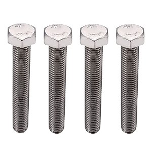 MroMax 5Pcs M12 x 80mm Hex Head Screws Bolts, 304 Stainless Steel 18-8, Fully Threaded, External Hex Drive, for Mounting Chair, Handles, Rail, Pump, Wheels, Antenna Parts, Boat and Plastic Bumpers
