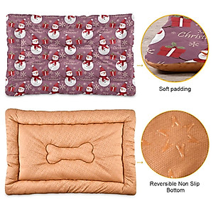 Coikll Christmas Snowman Pet Bed Pad Soft Dog Bed Mat with Anti-Slip Bottom, Machine Washable Crate Pad Mattress for Dog Sleeping- 24 * 18inches