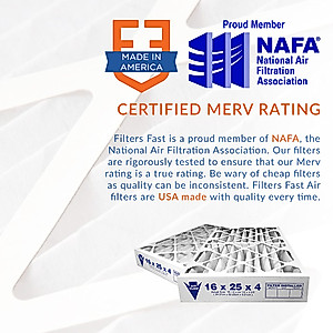 Filters Fast 20x24x1 Air Filter Merv 13, 1" AC Furnace Air Filters, Made in the USA, Actual Size: 19.75" x 23.75" x 0.75”, 6 Pack