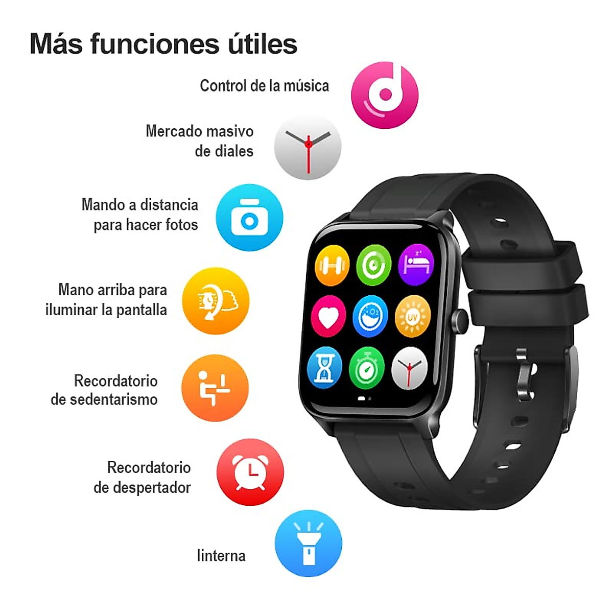 FITUP GT5S Fashion Thin and Light Smart Watch, Heart Rate, Sleep Monitoring, Blood Pressure, Blood Oxygen, IP68 Waterproof, Fitness Tracker, Support Alexa Build-in, SmartWatche(Black)