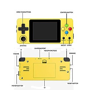 Wireless Retro Game Console Handheld Game Console 2.7 inch IPS Retro Games Consoles Classic Emulator Hand-held Gaming Console Linux Video Games System-Yellow