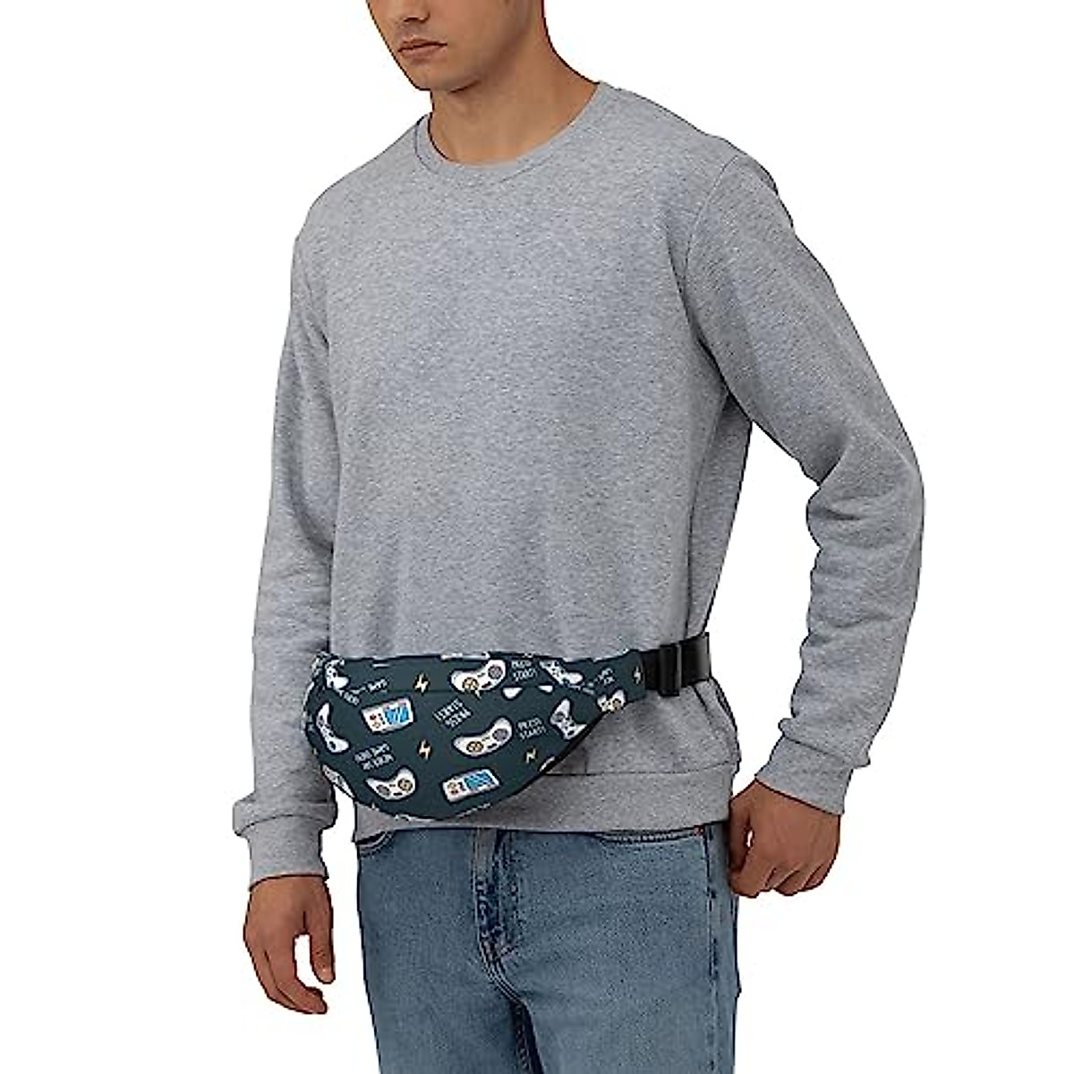 Joystick Gamepad Game Controller Fanny Pack Sling Bag Adjustable Waist Bag Crossbody Sling Backpack For Men Women Travel Hiking Cycling Running