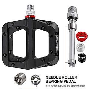 FOOKER MTB Pedals Mountain Bike Pedals 3 Bearing Non-Slip Lightweight Nylon Fiber Bicycle Platform Pedals for BMX MTB 9/16"