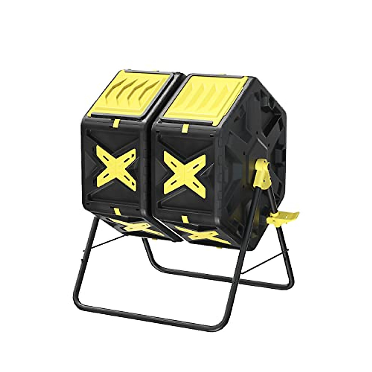 2 X 18.5 Gal Dual Chamber Compost Tumbling Bin from BPA Free Material - Outdoor Rotating Chamber Composters，with Easy-Turn, Fast-Working System for Garden/Patio