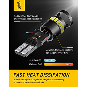 AUXITO 194 LED Light Bulb 6000K White 168 2825 W5W T10 Wedge 24-SMD 3014 Chipsets LED Replacement Bulbs Error Free for Car Interior Dome Map Door License Courtesy Dash Lights, Pack of 10