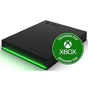 Seagate Game Drive for Xbox 2TB External Hard Drive Portable HDD - USB 3.2 Gen 1, Black with built-in green LED bar , Xbox Certified, 3 year Rescue Services (STKX2000400)