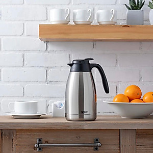 Thermos FN370 Push Button Vacuum Carafe, Insulated Stainless Steel, 50 oz / 1.5 Liter