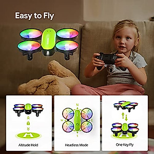 Tomzon A23 Mini Drone for Kids with LEDs, Kids Drone with High Speed Rotation, Throw to Go and 3D Flip, Toy Drone with Circle Fly, Headless Mode, 3 Speeds, 2 Batteries