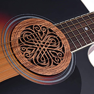 Guitar Wooden Soundhole Sound Hole Cover Block Feedback Buffer Mahogany Wood for EQ Acoustic Folk Guitars 7 B