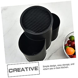 Unomor Knife Storage Kitchen Utensil Organizer Cutter Holder Countertop Block Silverware Drying Rack Chopstick Organizer Multi-function Cutter Storage Holder Makeup Brush Holders Pp Black