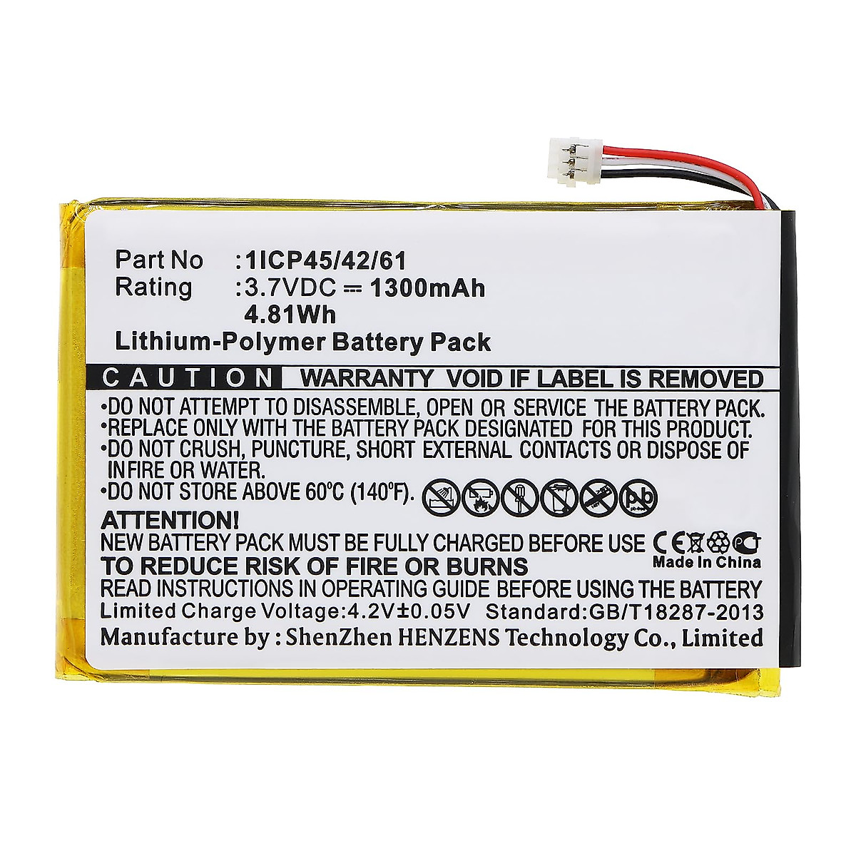 Synergy Digital Credit Card Reader Battery, Compatible with VeriFone e335 Credit Card Reader, (Li-Pol, 3.7V, 1300mAh) Ultra High Capacity, Replacement for VeriFone 1ICP45/42/61 Battery