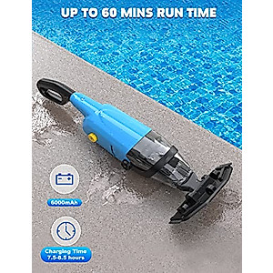 Efurden Handheld Pool Vacuum, Rechargeable Pool Cleaner with Running Time up to 60-Minutes Ideal for Above Ground Pools, Spas and Hot Tub for Sand and Debris, Blue