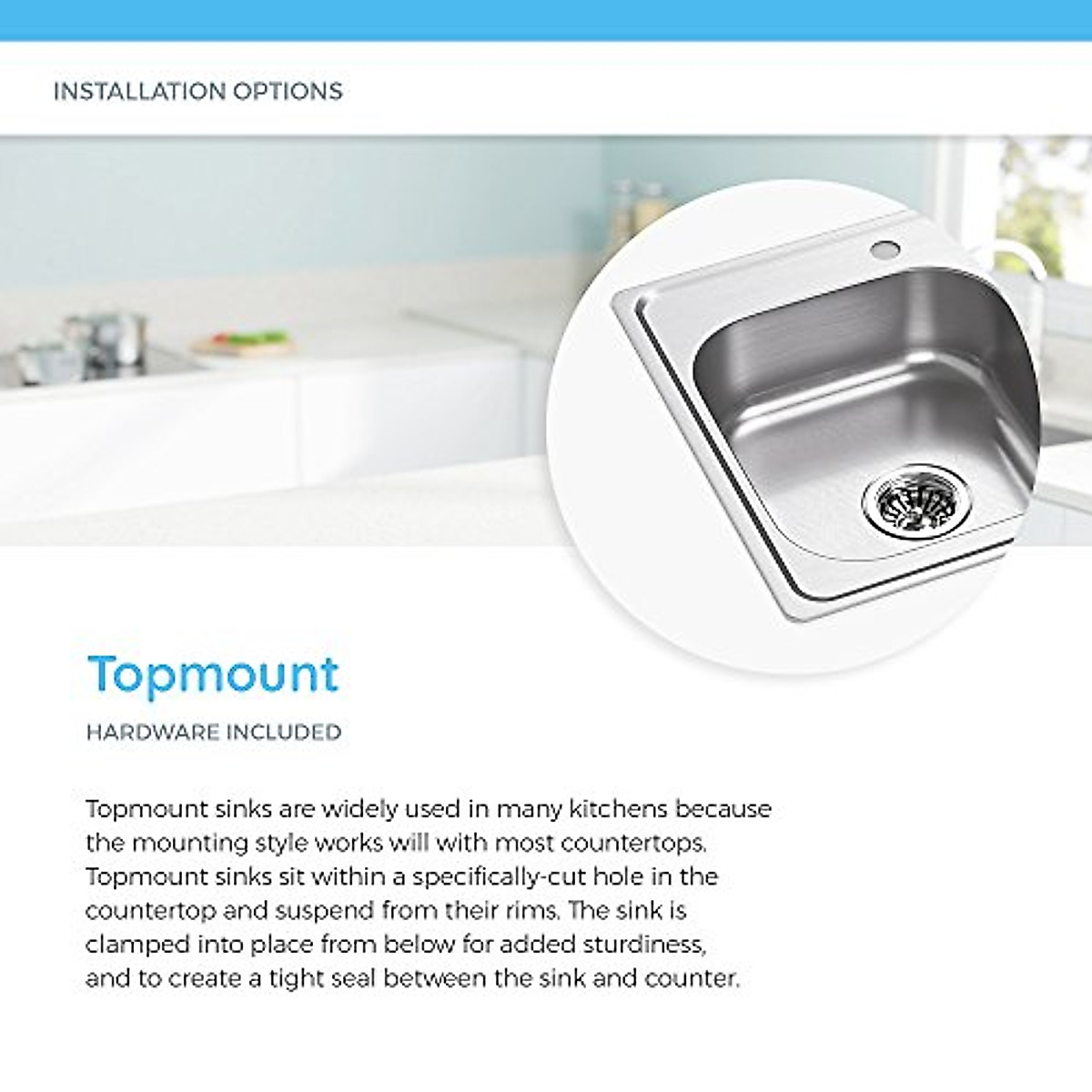 US1022T Topmount Double Equal Bowl Stainless Steel Sink, Ensemble