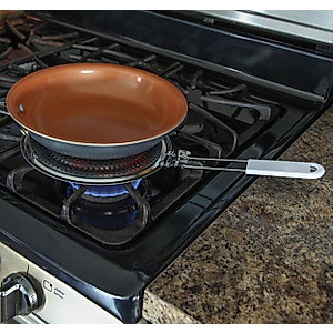 Home-X Stainless Steel Heat Diffuser for Gas and Electric Stove, Induction Cooktop Compatibility, Simmer Plate, Even Heat Distribution, Food Warmer, Flame Guard for Gas Top Cooking, Cool-Touch Handle