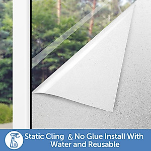 HIDBEA Frosted Window Privacy Film - Non Adhesive Static Cling Glass Stickers Sun UV Blocking Heat Control Door Covering Decals for Home Office, 23.6 x 78.7 Inch