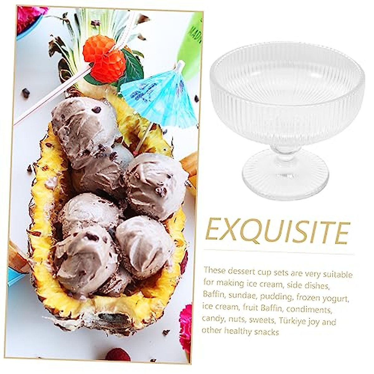 YARNOW Ice Cream Goblet Clear Glass Bowls Clear Glass Mugs Dessert Plates Glass Footed Ice Cream Bowls Clear Glass Parfait Cups Ice Cream Cups Glass Sundae Trifle Cup Appetizer Cup Glass