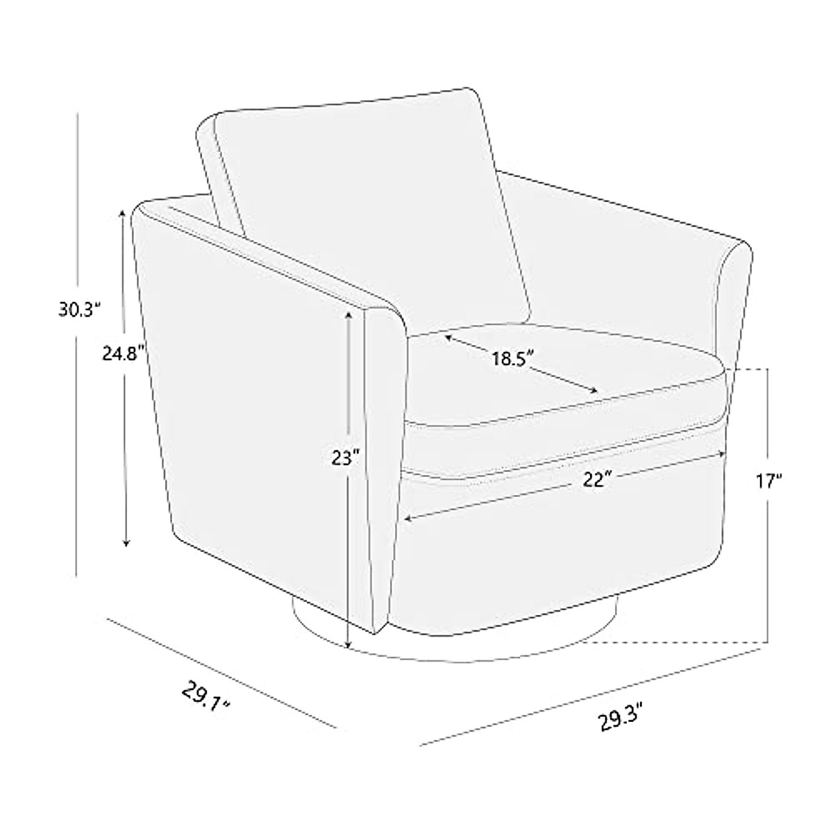 Watson & Whitely Modern Swivel Accent Chairs for Living Room/Bedroom, Small Club Arm Chairs for Small Spaces, Fabric in Dark Grey