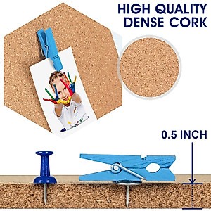 SVOPY Cork Bulletin Board Hexagon - Decorative Display Boards, 1/2" Thick Self-Adhesive Cork Board Tiles for Home Office Decor,School Message Board (10 Pcs)