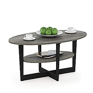 Furinno Coffee Table, 1-Pack, French Oak Grey/Black