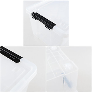 Eagrye 4-Pack 32 L Wheeled Clear Plastic Storage Latch Box, Large Clear Storage Bin with Lid