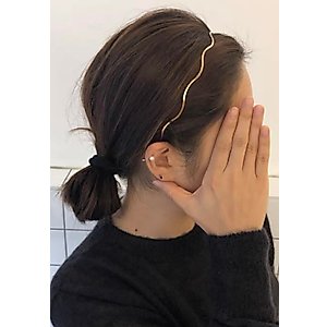 Metal Headbands for Women - Trendy & Cute Gold and Silver Designer Hair Accessories: Elastic Hair Bands for Teens & Women (2PCS)