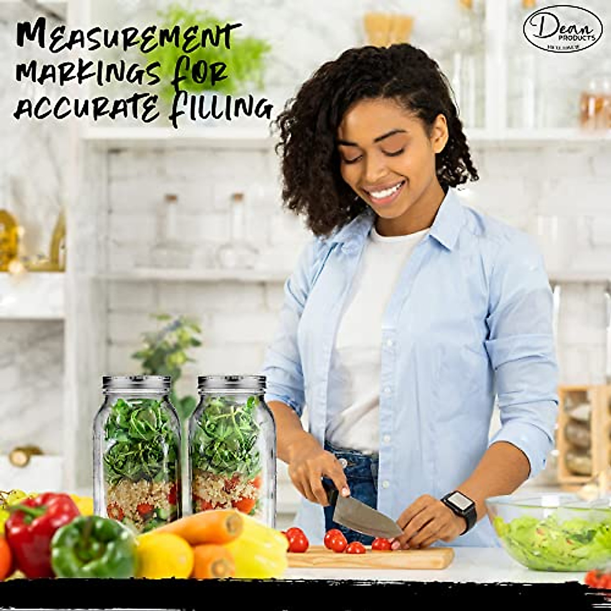 Wide Mouth Mason Jars 64 oz - 1/2 Gallon Mason Jar - Ball Mason Jars 64oz With Lids - Large Mason Jar 64 Ounce - Wide Mouth Half Gallon Mason Jars - Ball Canning Jars Wide Mouth - 6 Pack Dean Products