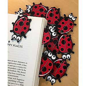 Ladybug BULK Bookmarks for Kids Girls Boys - Set of 10 Animal Bookmarks Perfect for School Student Incentives Birthday Party Supplies, Reading Incentives, Party Favor Prizes, Classroom Reading Awards!