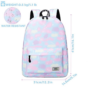 Lohol Rainbow Backpack with Lunch Box for Kids Girls Teens, Lightweight Water Resistant BookBag Set for School Travel (Pink)