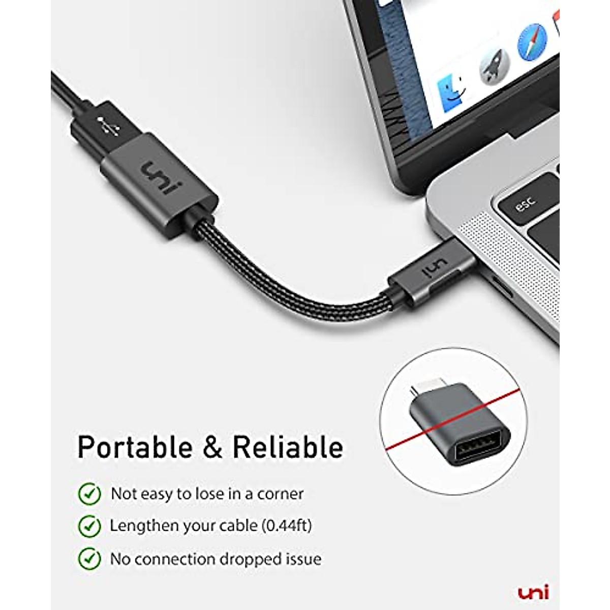 uni USB-C to USB 3.0 Adapter 2 Pack [Aluminum Shell], 5Gbps USB-C to USB Adapter, USB-C OTG Cable (Thunderbolt 3/4 Compatible) for MacBook Pro/Air, iPad Pro/Air, Surface Laptop, Galaxy S21 & More