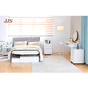 JJS 3 Drawer Rolling Wood File Cabinet with Locking Wheels, Home Office Portable Vertical Mobile Wooden Storage Filing Cabinet for Letter Size, White