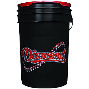 Diamond Sports 6-Gallon Black Ball Bucket with 18 12YSC 12-inch Yellow Softballs