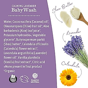 Earth Mama Calming Lavender Baby Wash Liquid Foaming Hand Soap, Organic All-Purpose Lavender Body Wash for Sensitive Skin, Castile Soap with Coconut Oil, Shea Butter, Calendula, & Aloe, 5.3 Fl Oz
