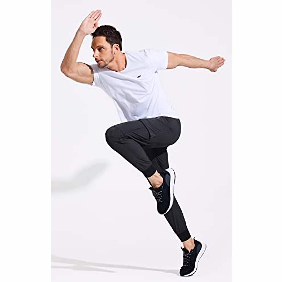 Libin Men's Lightweight Joggers Quick Dry Cargo Hiking Pants Track Running Workout Athletic Travel Golf Casual Outdoor Pants, Black L