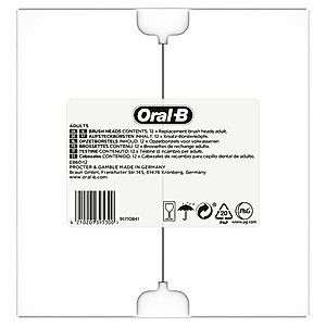 Oral-B Sensitive Clean Electric Toothbrush Head with Clean & Care Technology, Extra Soft Bristles for Gentle Plaque Removal, Pack of 12, Suitable for Mailbox, White