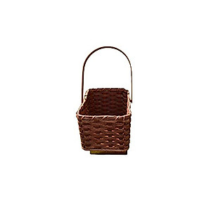 Large 9" stair step basket. Beautifully rests on your stairsteps. Swivel handle, all natural material and made by Old Order Amish. The up splints that are used are on these baskets are oak. Perfect for storing books and magazines. Colors may vary.