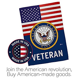 US Navy Veteran Garden Flag - Armed Forces USN Seabee United State American Military Retire - House Decoration Banner Small Yard Gift Double-Sided Made In USA 13 X 18.5