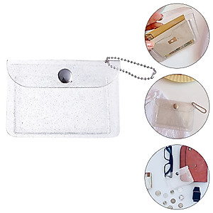 NUOBESTY 2pcs Clear Coin Purse Keychain Transparent PVC Change Purse Wallets Beauty Makeup Lipstick Cosmetic Accessories Organizer Cards Storage for Women Girls