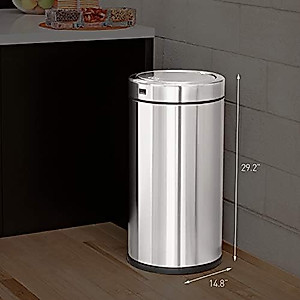 simplehuman 55 Liter / 14.5 Gallon Commercial Swing Top Trash Can, ADA-Compliant, 11-20 Gallons, Brushed Stainless Steel