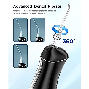 Elifloss Water Dental flosser Oral Irrigator with 4 Modes, 7 Tips, Adjustable Intensity IPX7 Waterproof