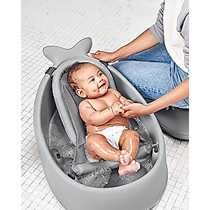 Skip Hop Baby Bath Tub, 3-Stage Smart Sling Tub, Moby, Grey