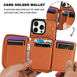 Bocasal Crossbody Wallet Case for iPhone 15 Pro Max, RFID Blocking PU Leather Zipper Handbag Purse Flip Cover, Kickstand Folio Case with Card Slots Holder Wrist Strap Lanyard 5G 6.7 Inch (Brown)