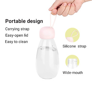 emoi BPA Free Water Bottle, 12oz/360ml Cute Water Bottle with Carrying Strap, Ideal for Kids Boys Girls Students Women Healthy Hydration-Pink