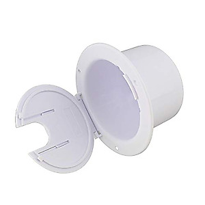 Dumble Round Electric Cable Hatch for 50 Amp RV Electric Cord – RV Camper Electric Cord Cover, White